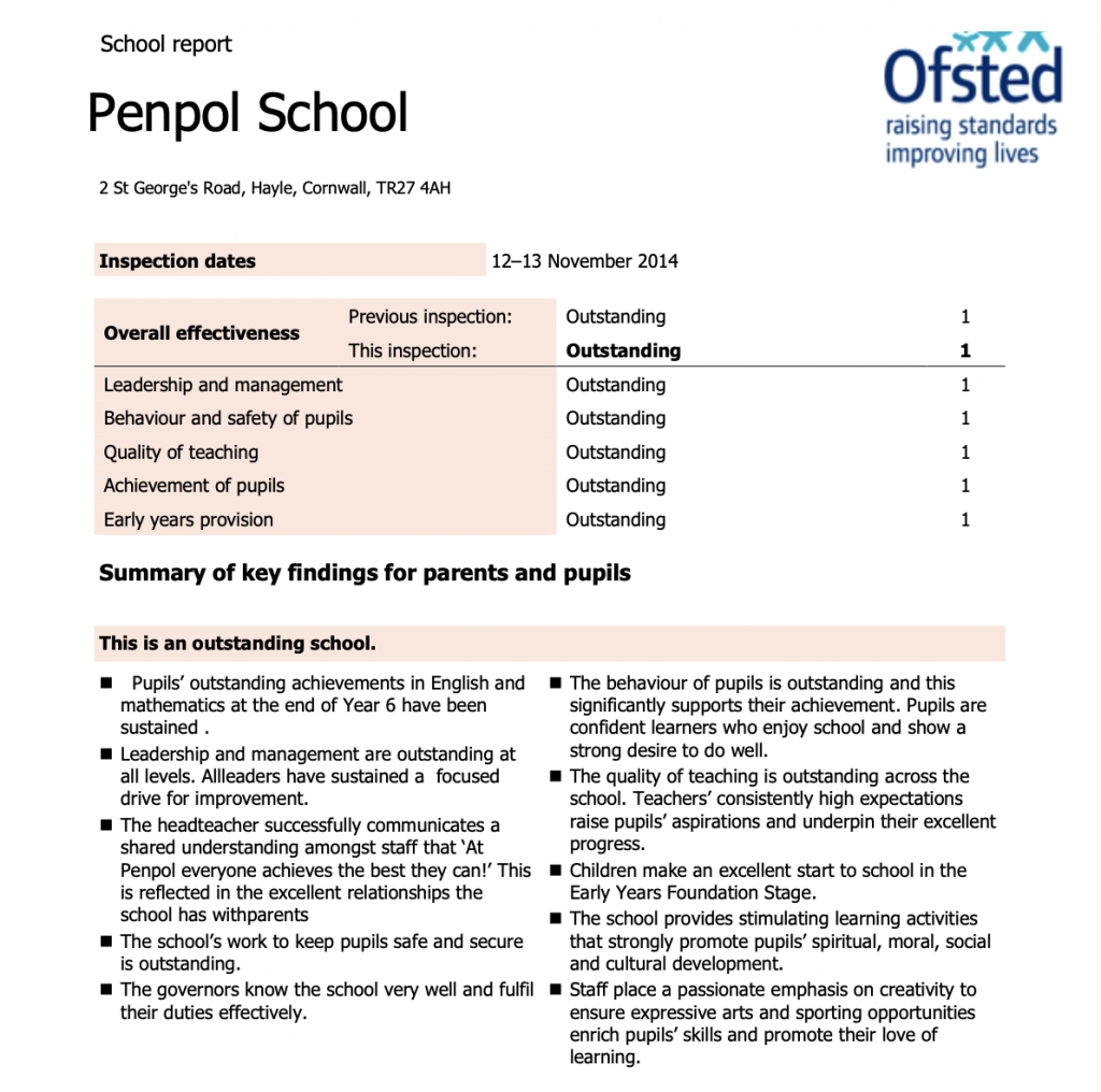 Ofsted Report – Penpol Primary School