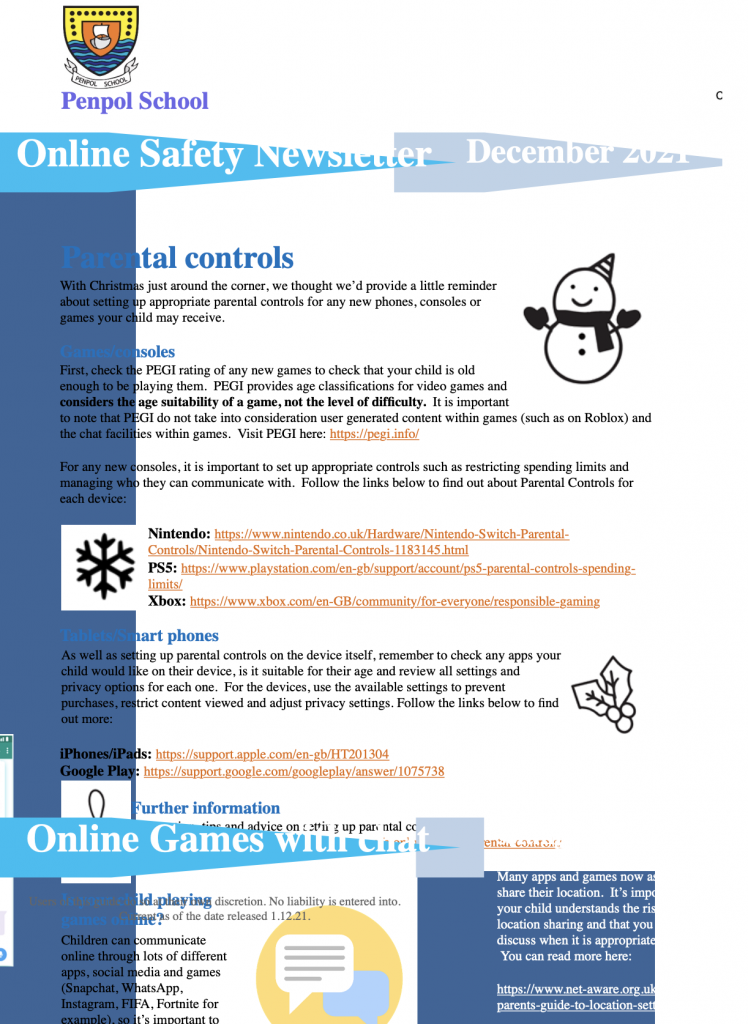 Online Safety Newsletter – Penpol Primary School